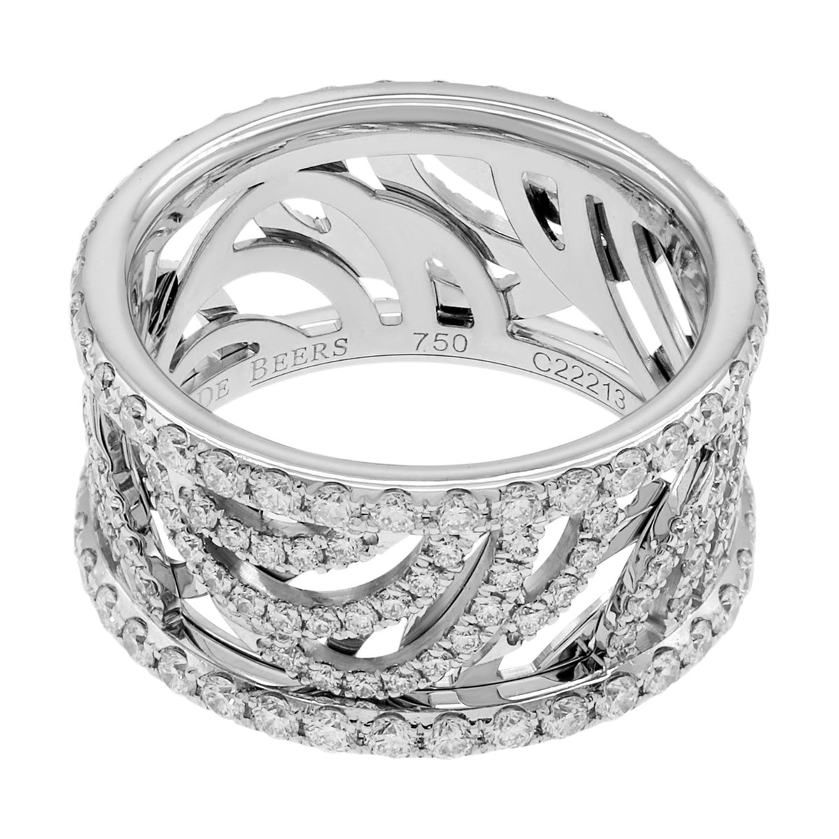 De Beers 18K White Gold Diamond Aria Band Ring – Modaselle