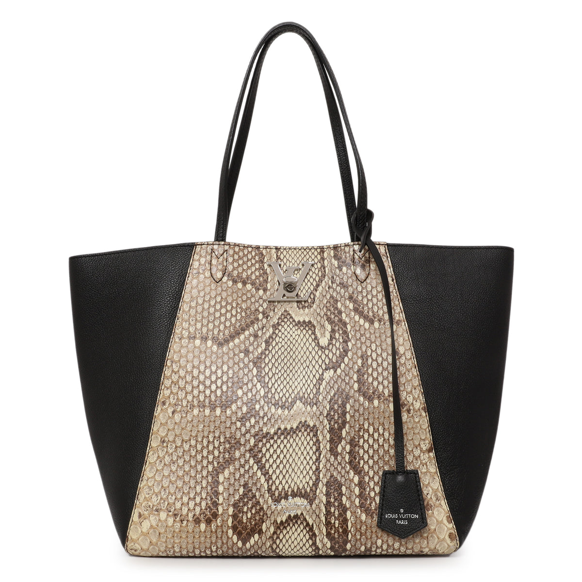 Louis Vuitton Black Calfskin Python Lockme Cabas – Modaselle