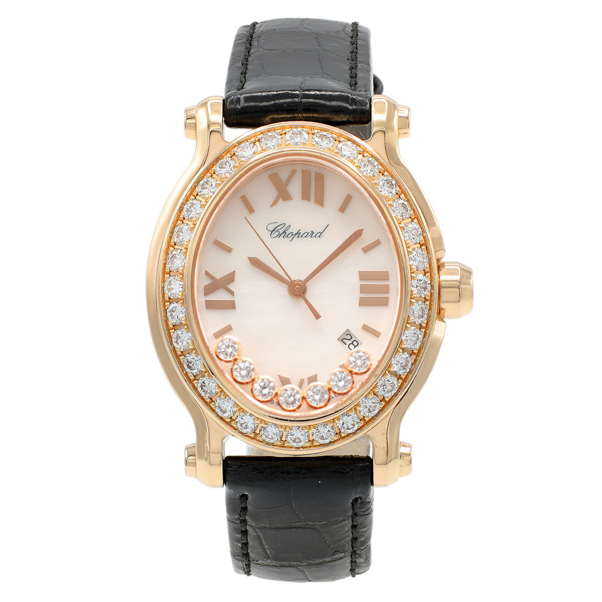 Chopard 18K Rose Gold Happy Sport Oval Quartz Ladies Watch 275350-5003 ...